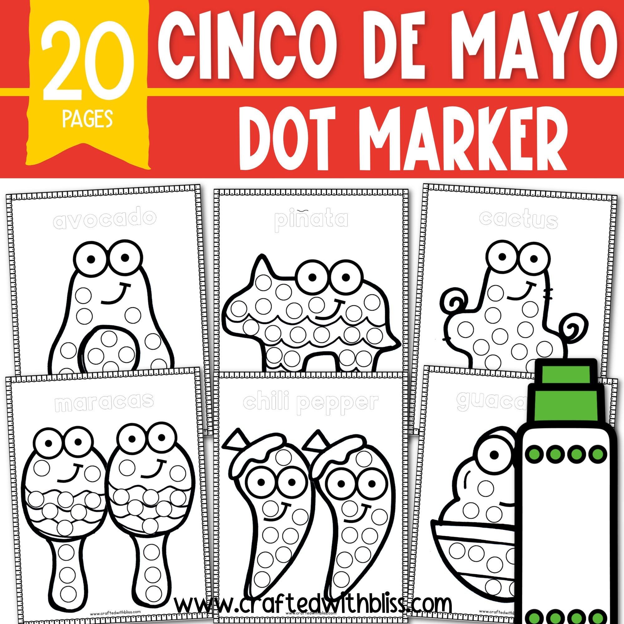 Cinco De Mayo Do-a-dot Marker Fine Motor Printable Cinco De - Etsy