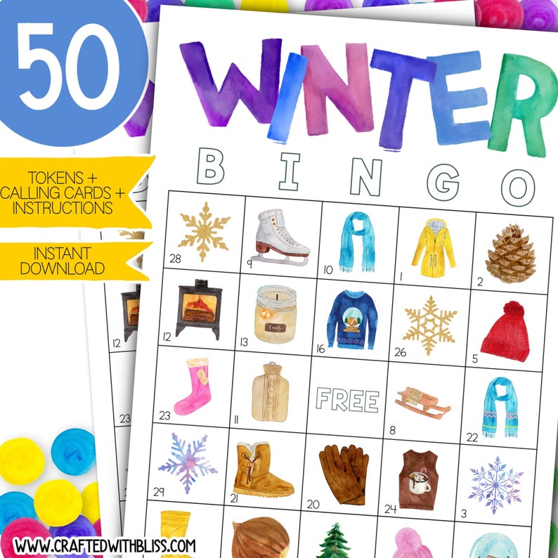 50 Winter Bingo Cards - Etsy