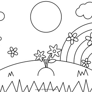 Hello Spring Coloring Pages for Kids Background Scene - Etsy