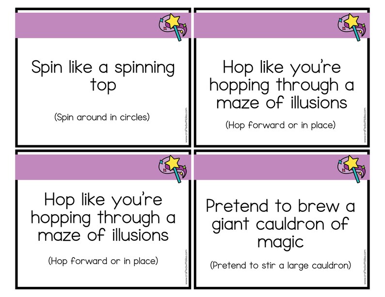Wizard Says | Fun Magical Movement Cards Ice Breaker Gross Motor Game ...