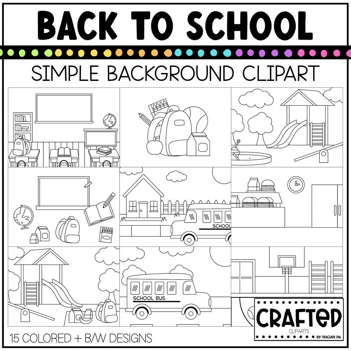 Simple Back to School Background Scene August Clipart Commercial Use ...