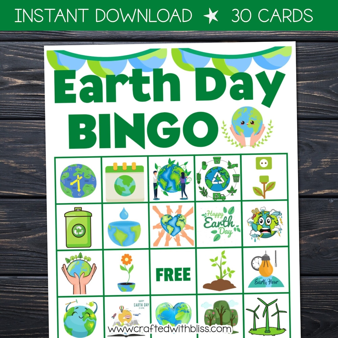 Earth Day Bingo for Kids, Earth Day Bingo Birthday Party, Classroom ...