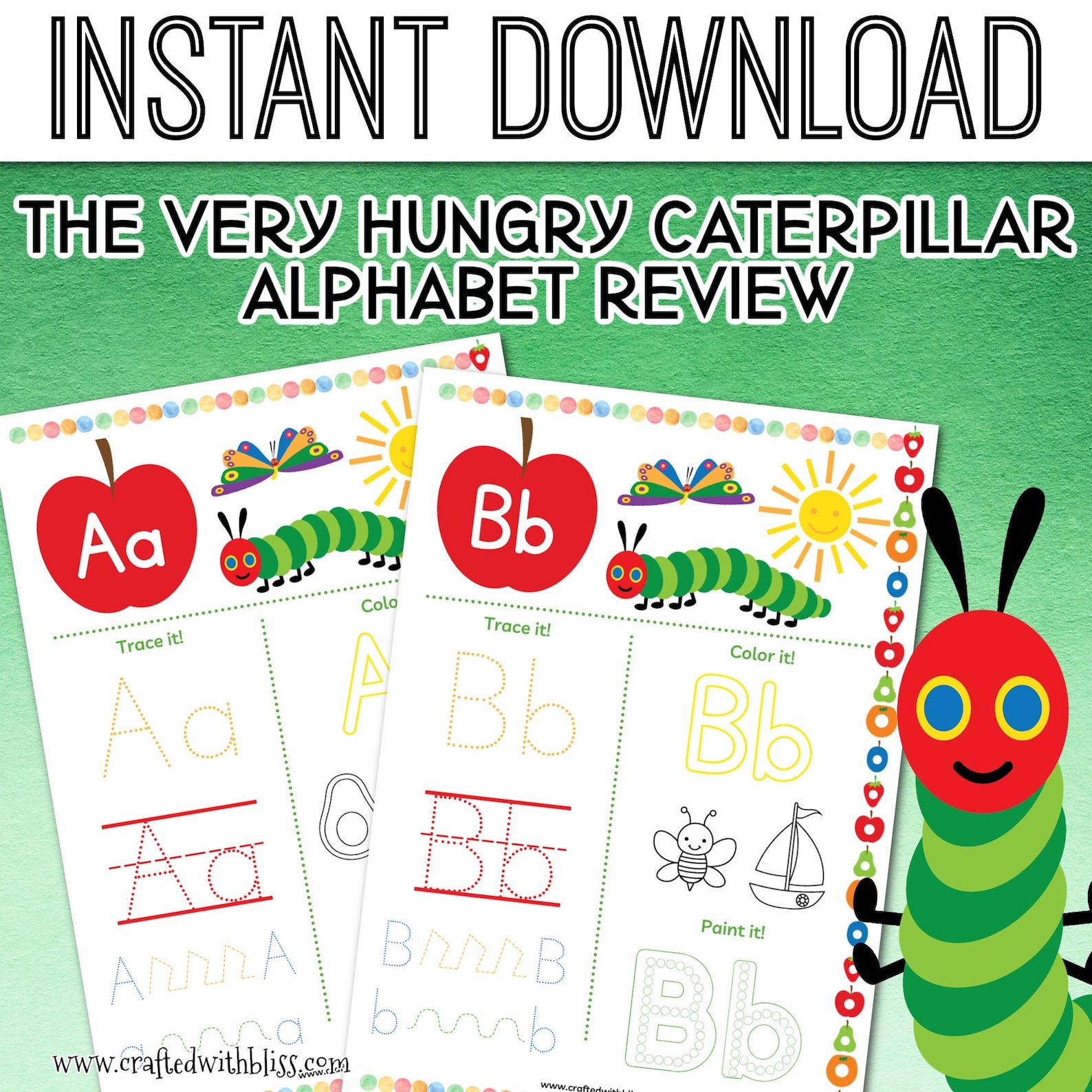 The Very Hungry Caterpillar Alphabet Review Printable,the Very Hungry ...