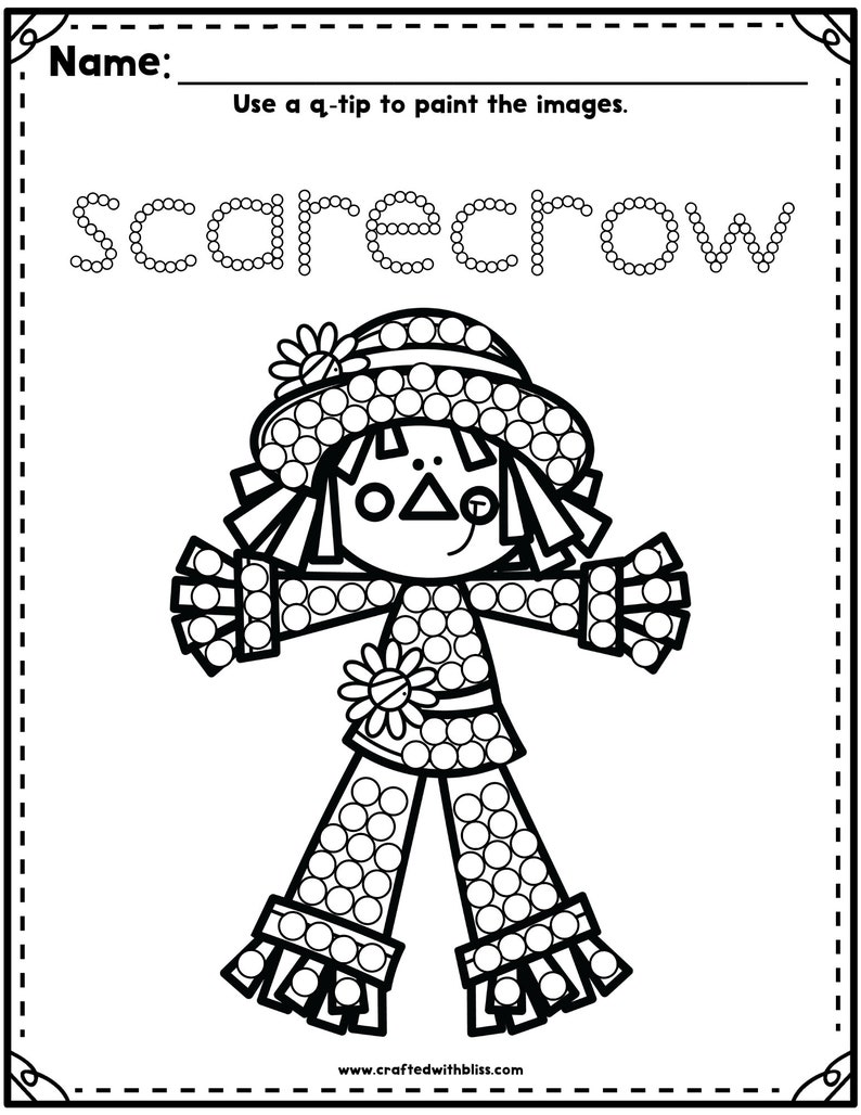 Q-tip Painting Fall Fine Motor Activity Autumn Craft Fall Printable Dot ...