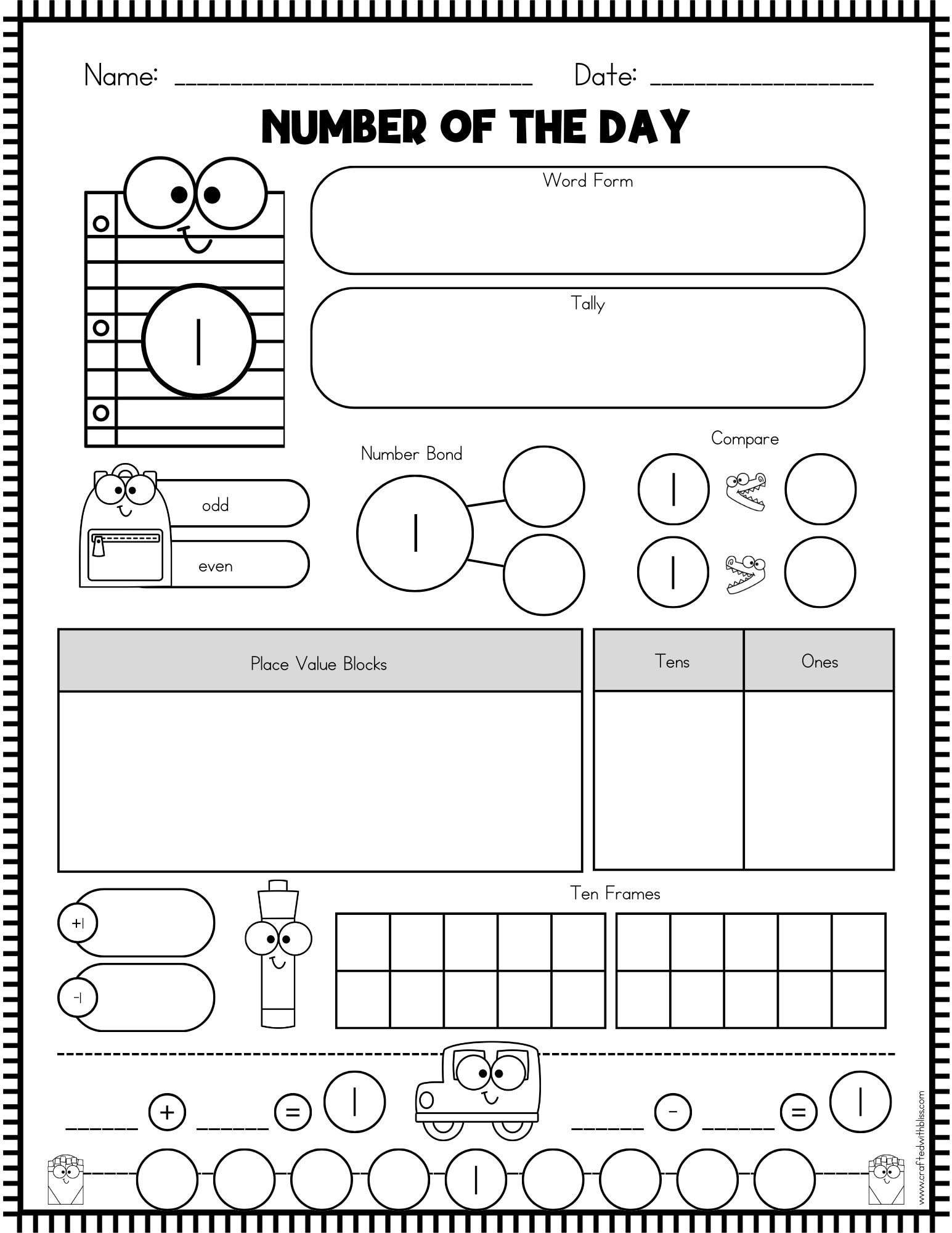 Number of the Day 1st-2nd Grade (1-99) Math Center Morning Work ...