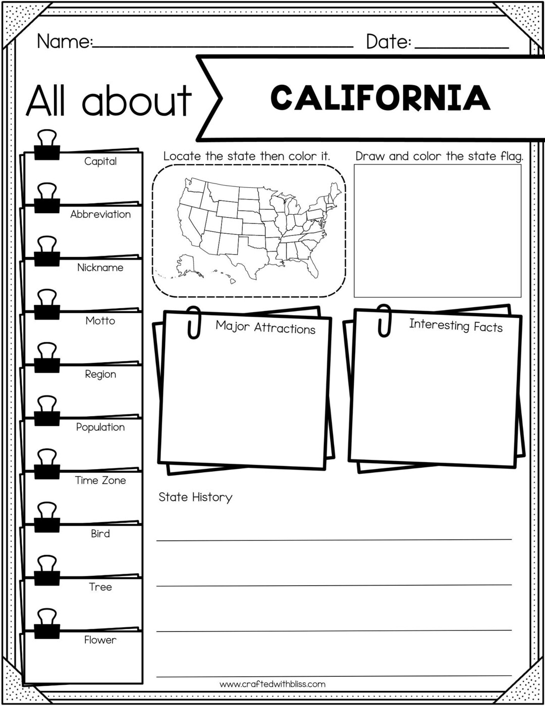 50 States Research Project Homeschool US States Geography - Etsy