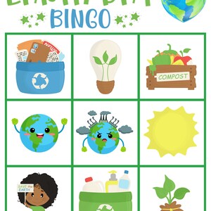 10 Earth Day BINGO for Preschool-kindergarten, Earth Day Games and ...
