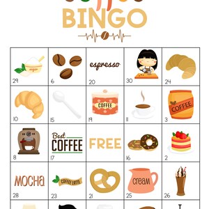 50 Coffee Bingo Cards Classroom Game Bingo Game Coffee Party - Etsy
