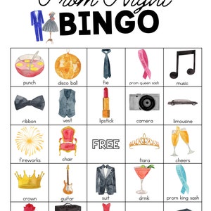 50 Prom Night Bingo Cards Classroom Game - Etsy