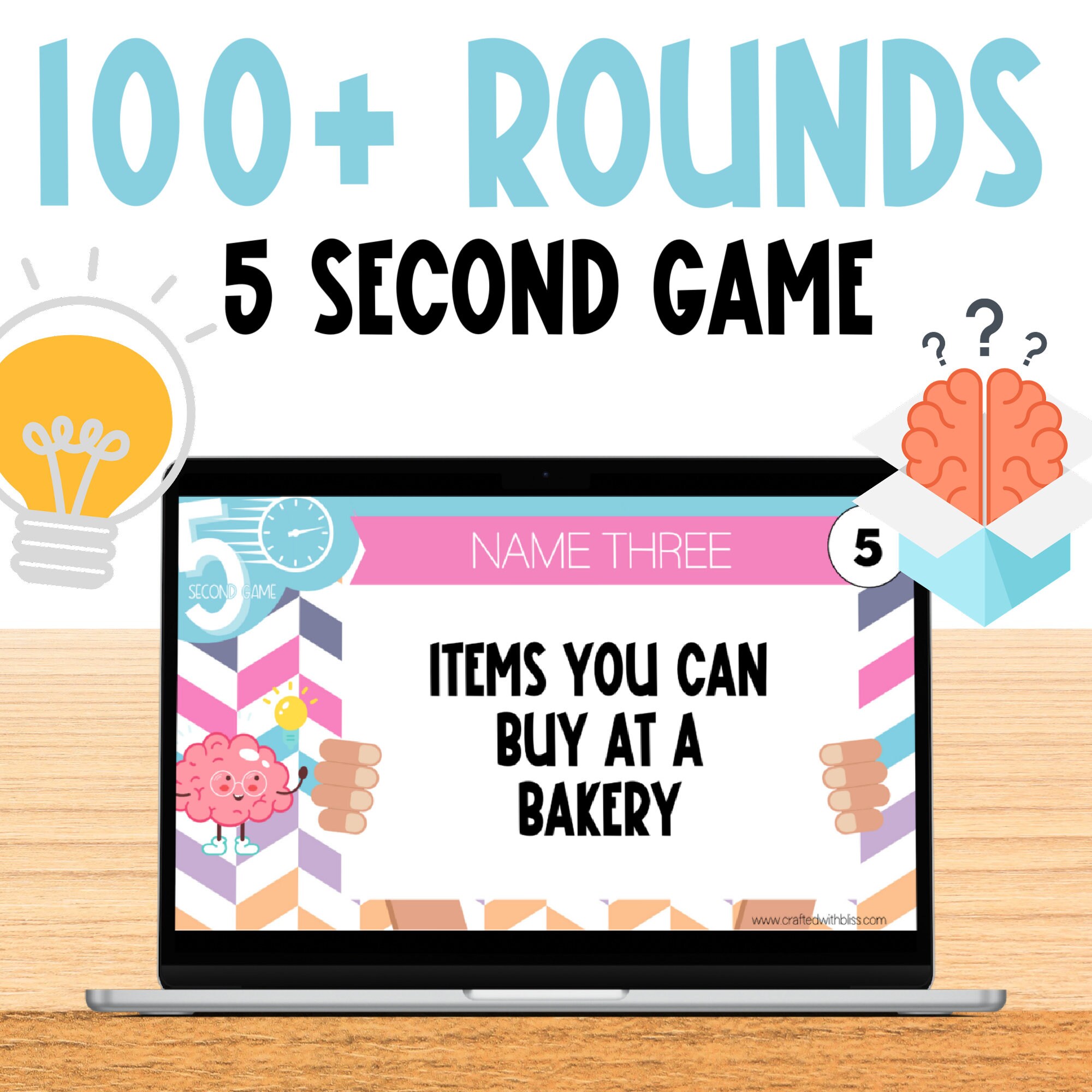 Custom Editable 100 5 Second Game PPT Powerpoint Game Family Game Night ...