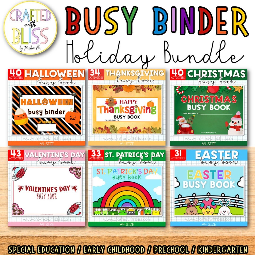 Holidays Busy Book Binder Quiet Adapted Book Learning Folder Center ...