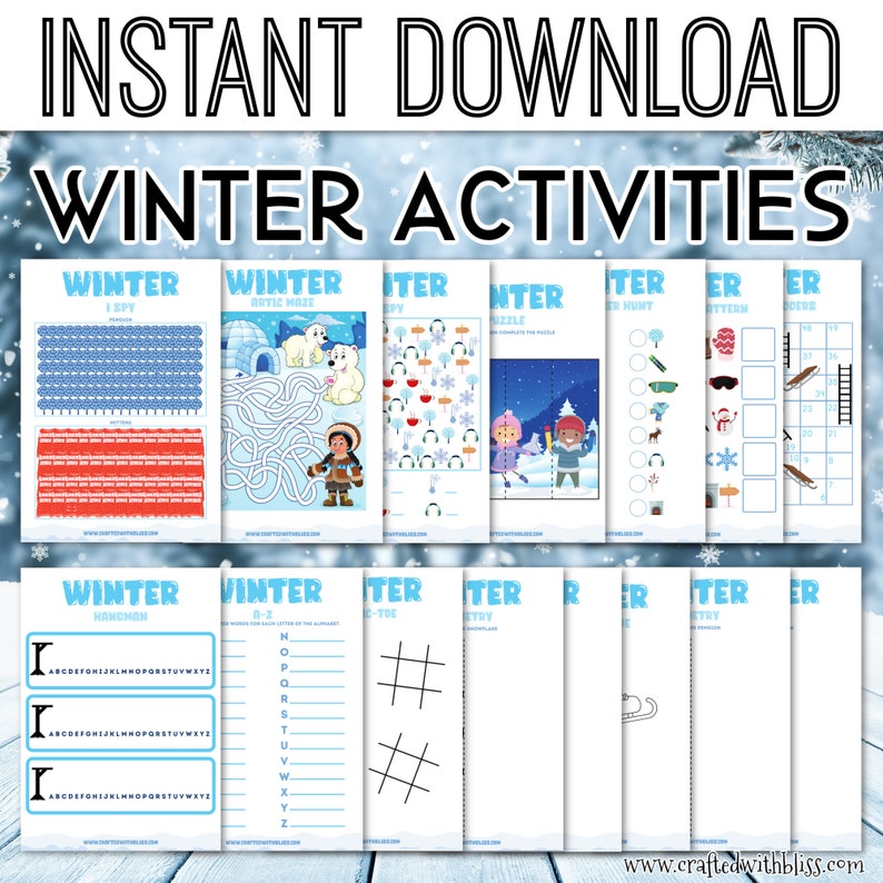 Winter Printables for Kids, Winter Party Games, Winter Bingo Games ...