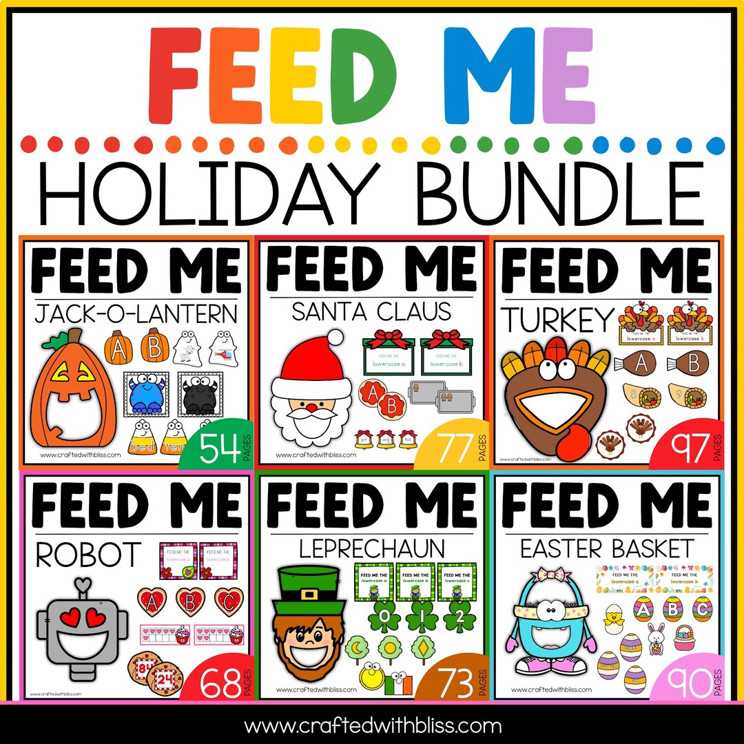 Holiday Feed Me Task Cards Bundle Sensory Bin Board Table Autism Speech ...
