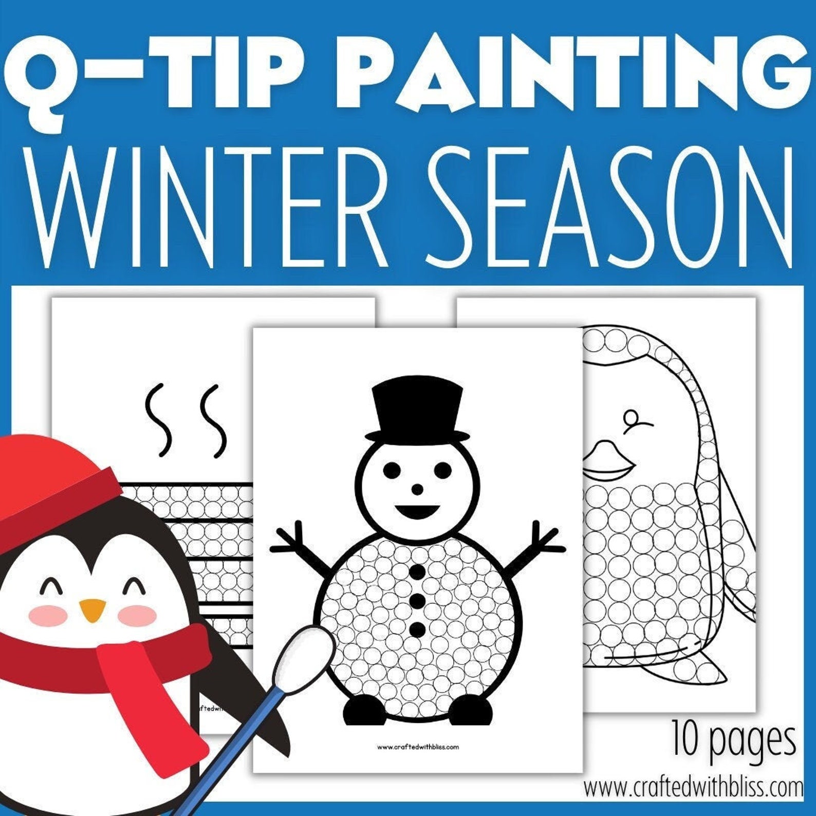 Winter Wonderland Art Activity: Q-tip Painting for Kids Snowflakes ...