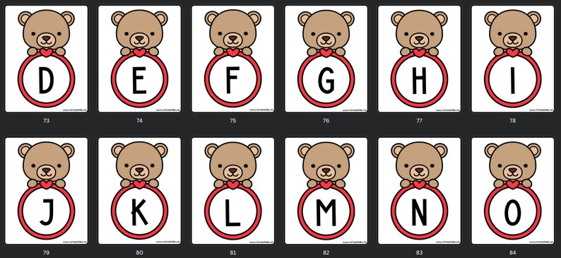 February Teddy Bear Valentine's Day Bulletin Board Letters Numbers ...