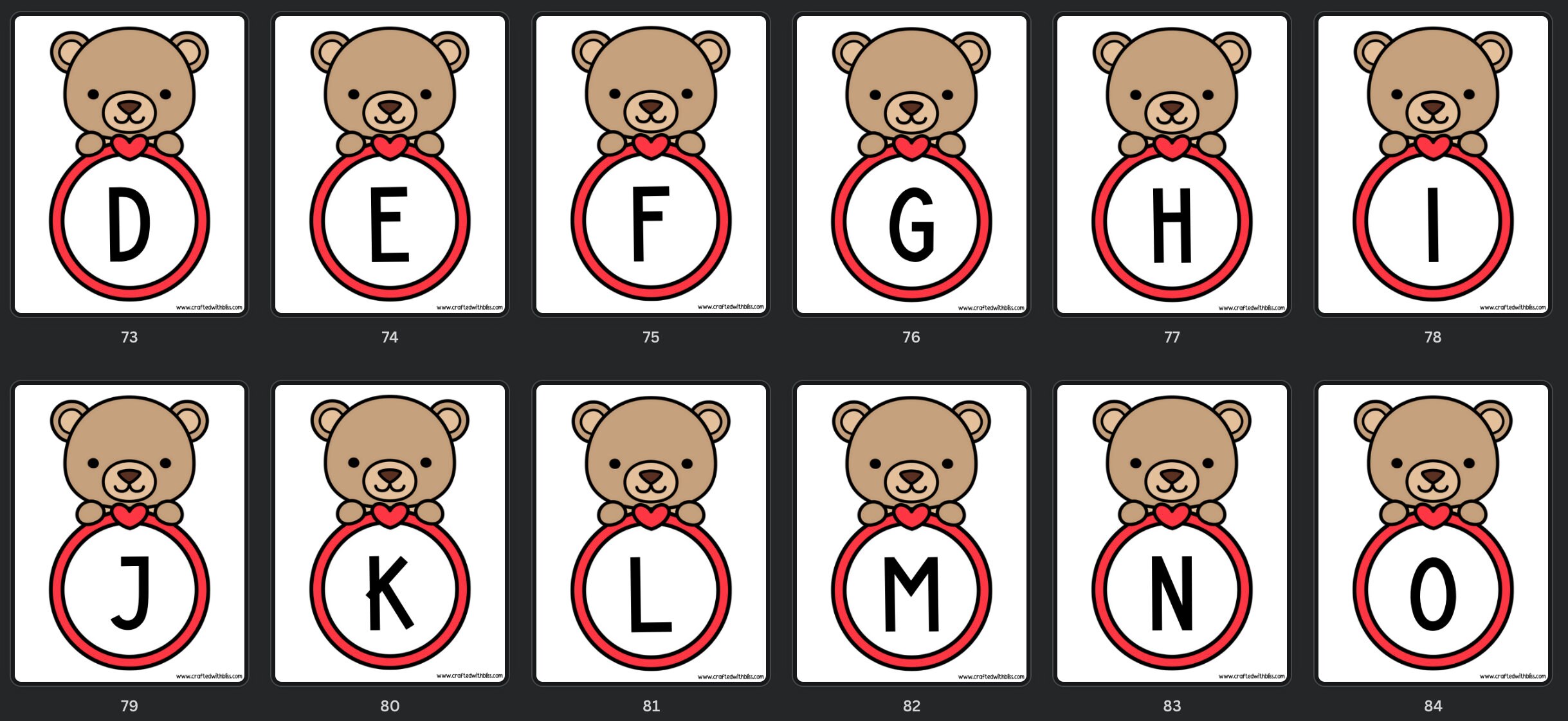 February Teddy Bear Valentine's Day Bulletin Board Letters Numbers ...