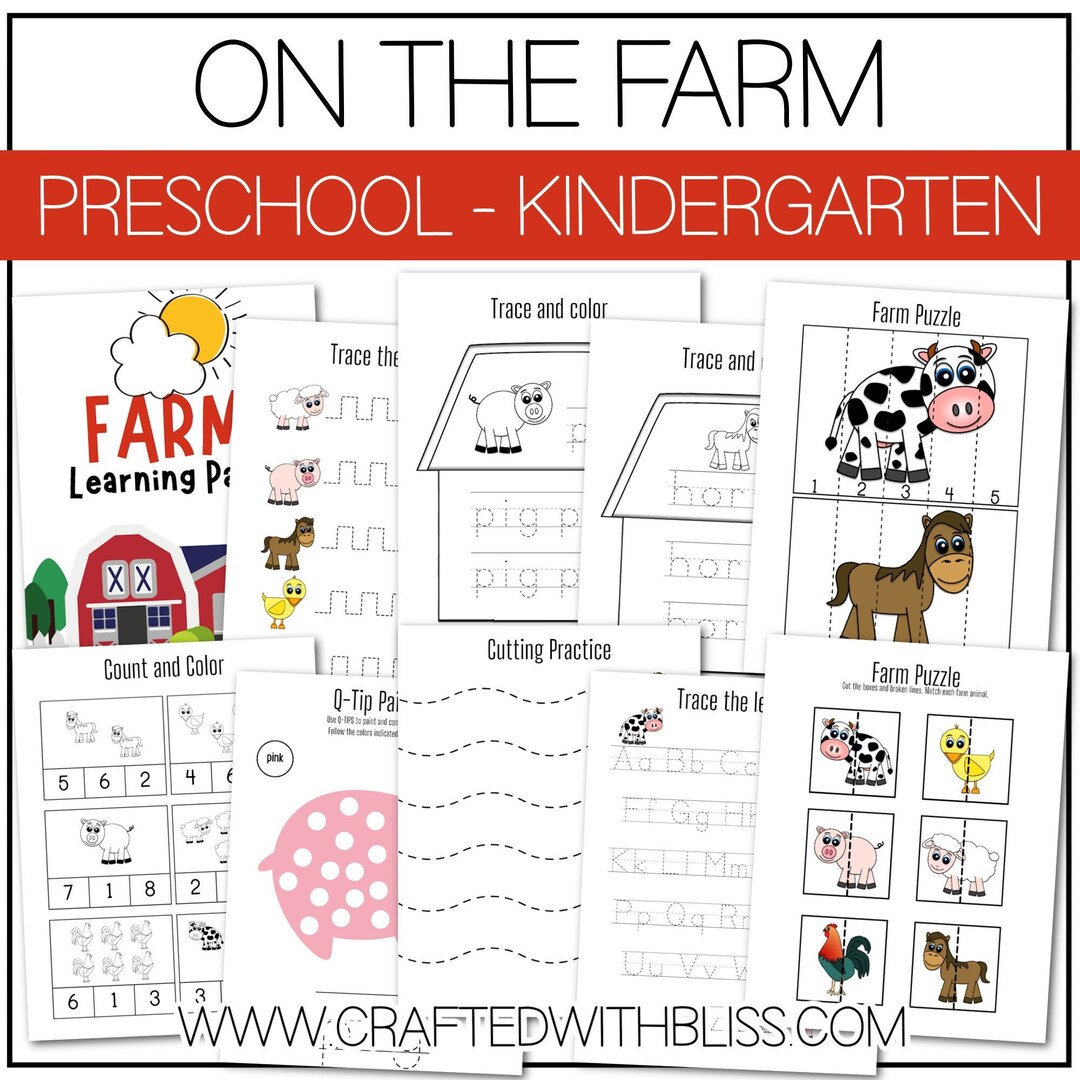 On the Farm Theme Learning Pack for Preschool - Kindergarten Printable ...