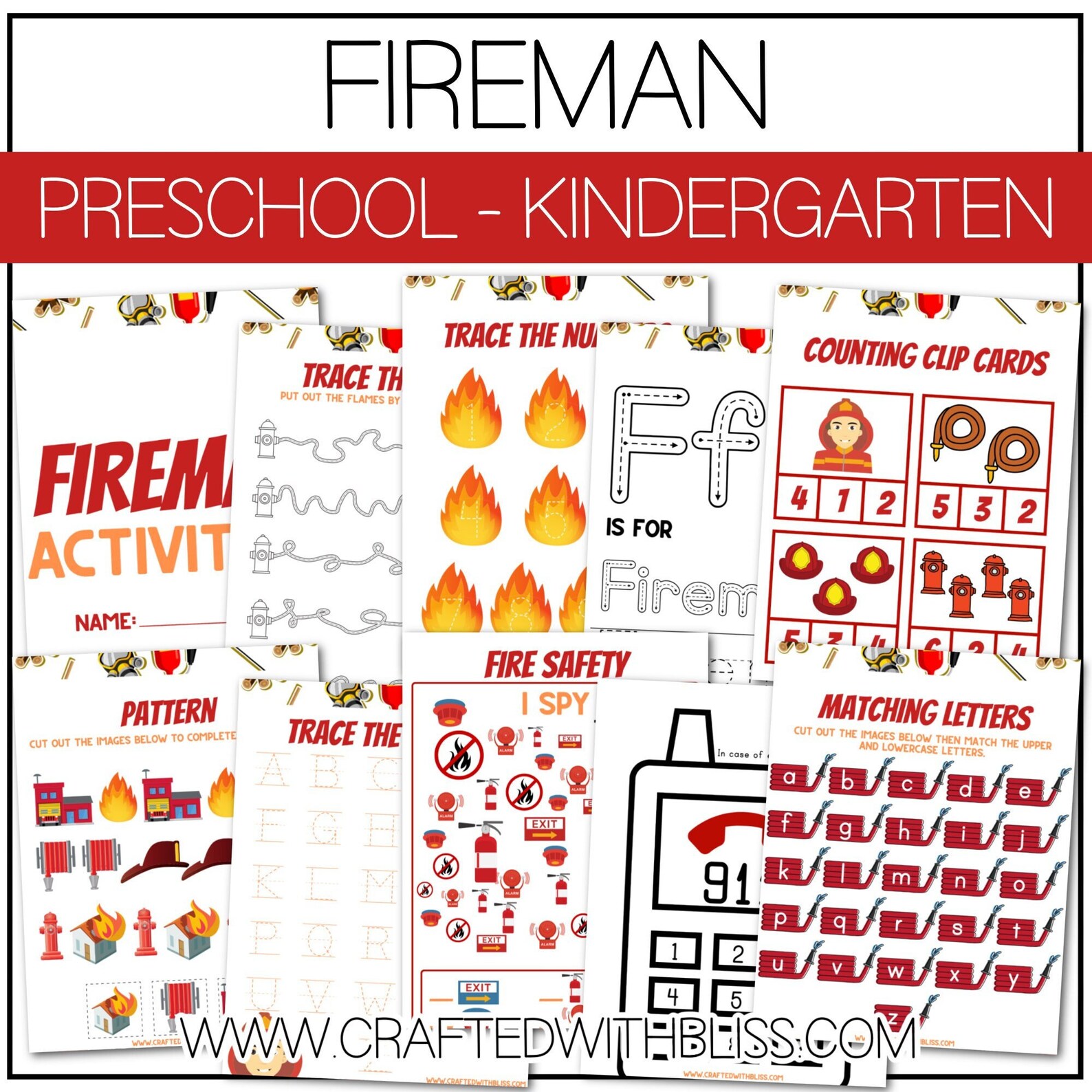 Fireman Theme Learning Pack for Preschool Kindergarten Printable ...