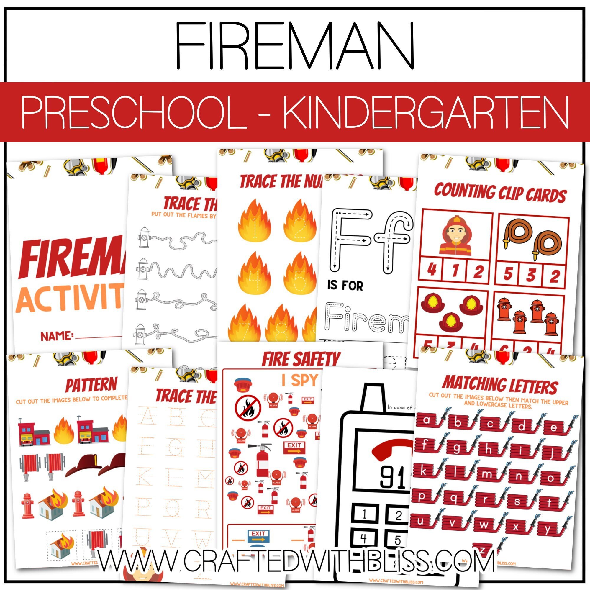 Fireman Theme Learning Pack for Preschool Kindergarten Printable ...