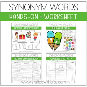 Synonym Words Activities ELA 1st & 2nd Grade Bundle - Etsy