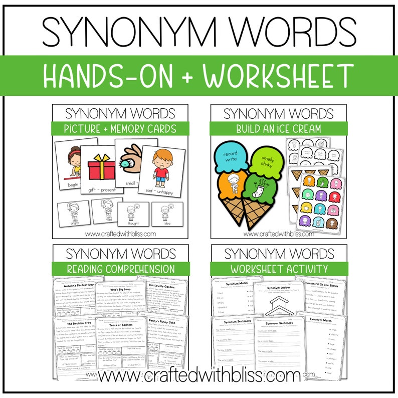 Synonym Words Activities ELA 1st & 2nd Grade Bundle - Etsy