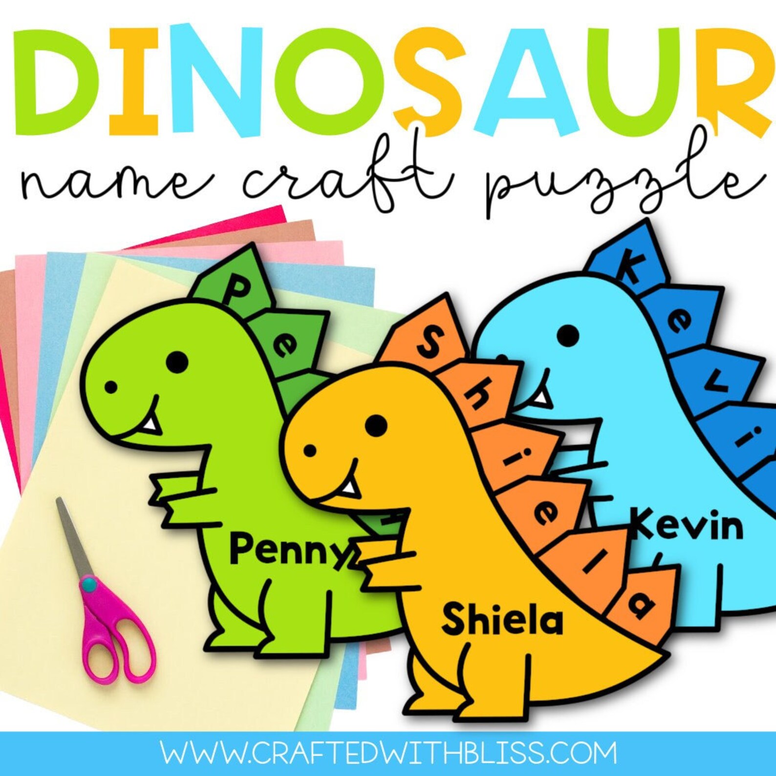 Editable Dinosaur Name Craft Classroom Bulletin Board Decor Dino Theme ...