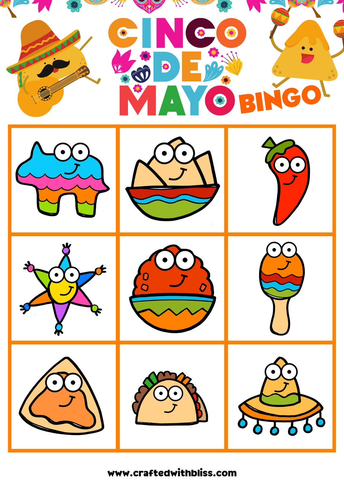 Cinco De Mayo BINGO for Preschool-kindergarten Cinco De Mayo - Etsy
