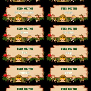 Feed the Bear Camping Theme Feed Me Literacy Center Math Center Camping ...