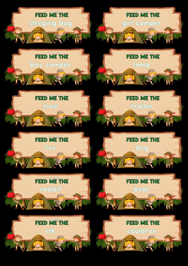 Feed the Bear Camping Theme Feed Me Literacy Center Math Center Camping ...