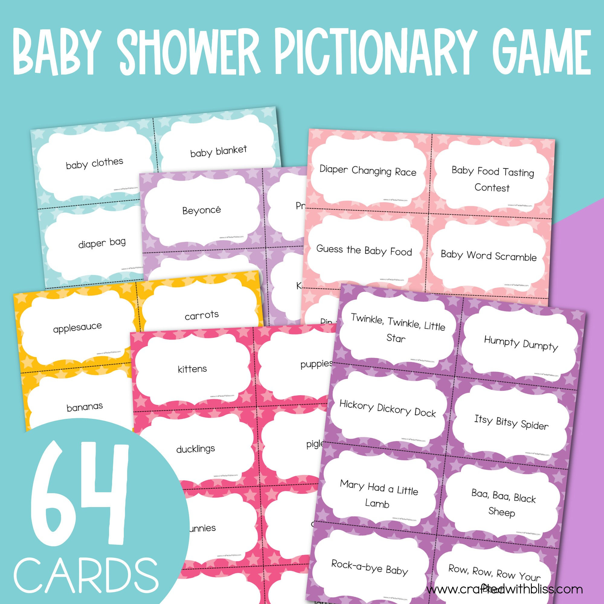 The Ultimate Baby Shower Pictionary Game 64 Cards Ice Breaker Games Brain Games Mind Games - Etsy