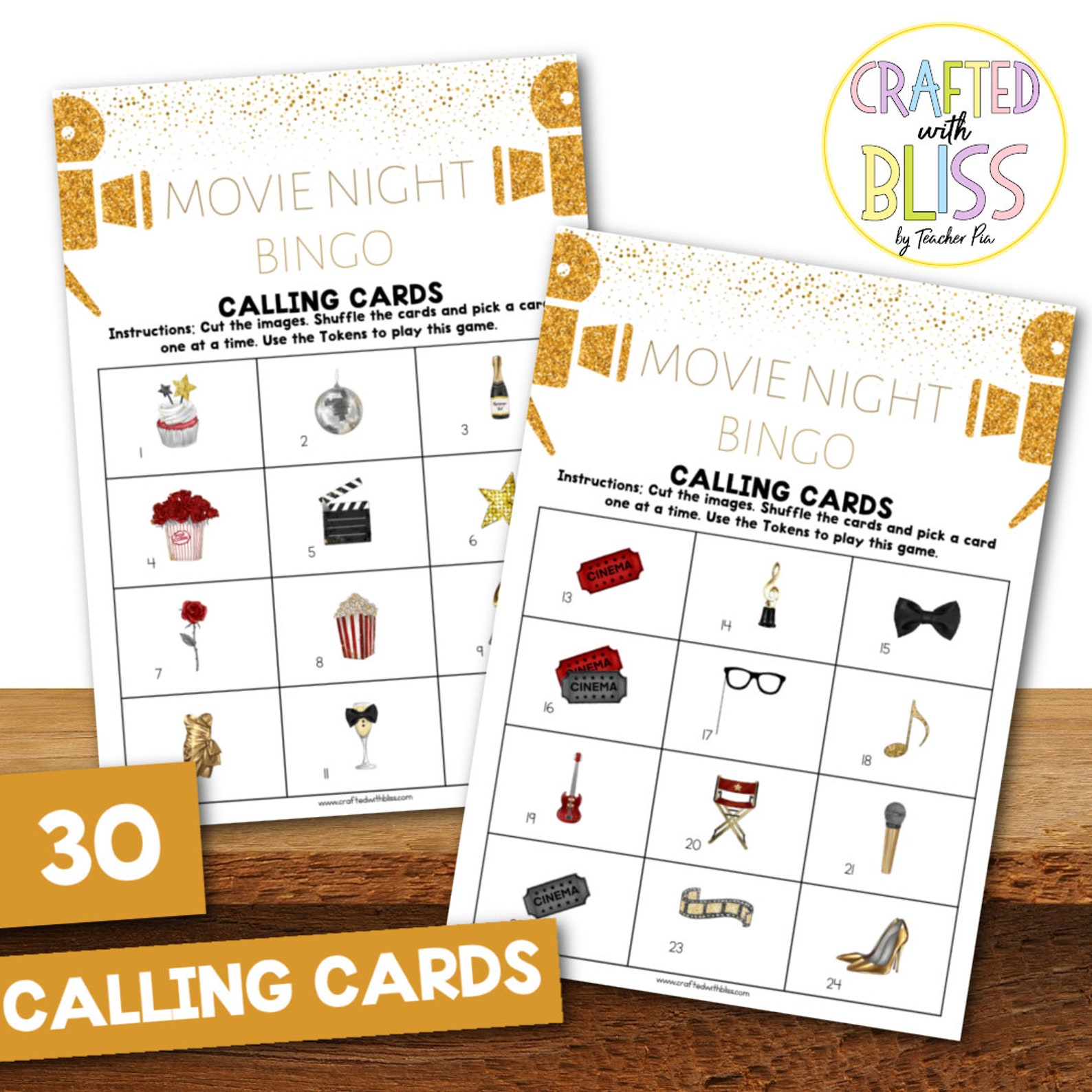 50 Movie Night Bingo Cards 5x5 Movie Night Theme Movie - Etsy