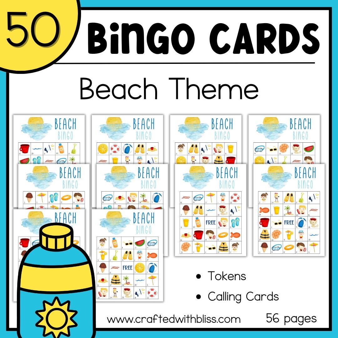 50 Beach Bingo Cards - Etsy