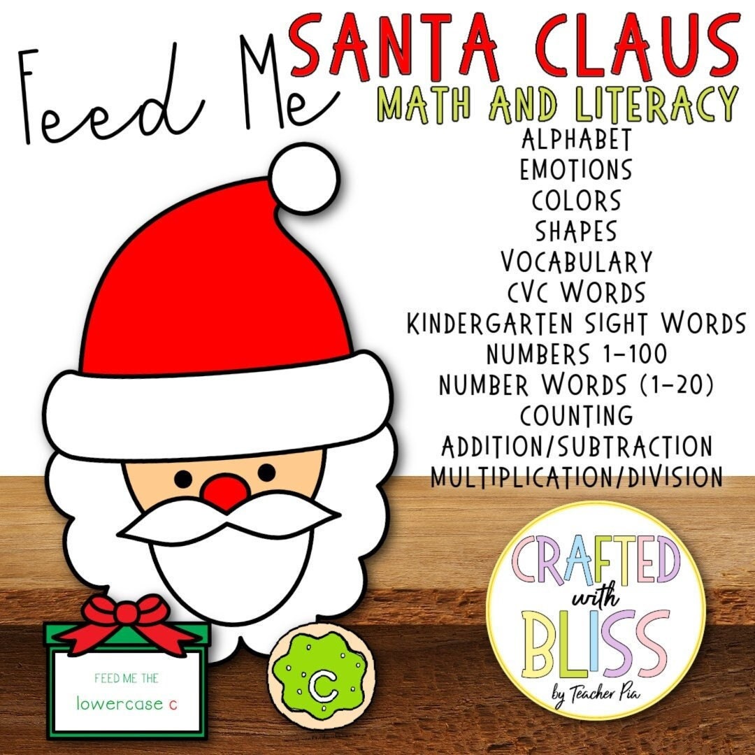 Feed Santa Claus Christmas Theme Feed Me Literacy Center Math Center ...