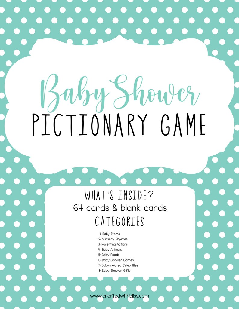 The Ultimate Baby Shower Pictionary Game - 64 Cards | Ice Breaker Games ...