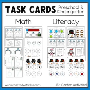 All Year Task Cards Math and Literacy Mega Bundle preschool, Sped ...