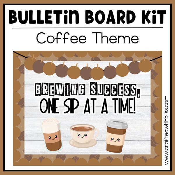 Coffee Shop Farmhouse Classroom Bulletin Board With Printable Labels ...