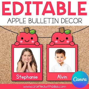 Editable Apple Photo Bulletin Decor | Canva Template Back to School - Etsy