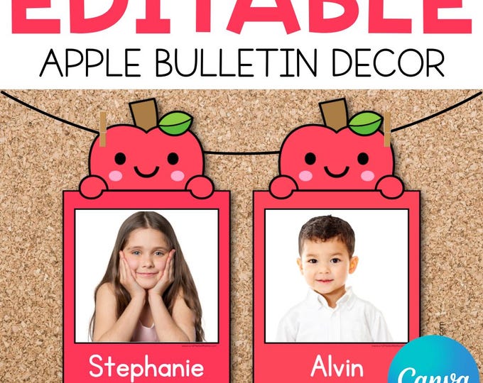 Editable Apple Photo Bulletin Decor | Canva Template Back to School - Etsy