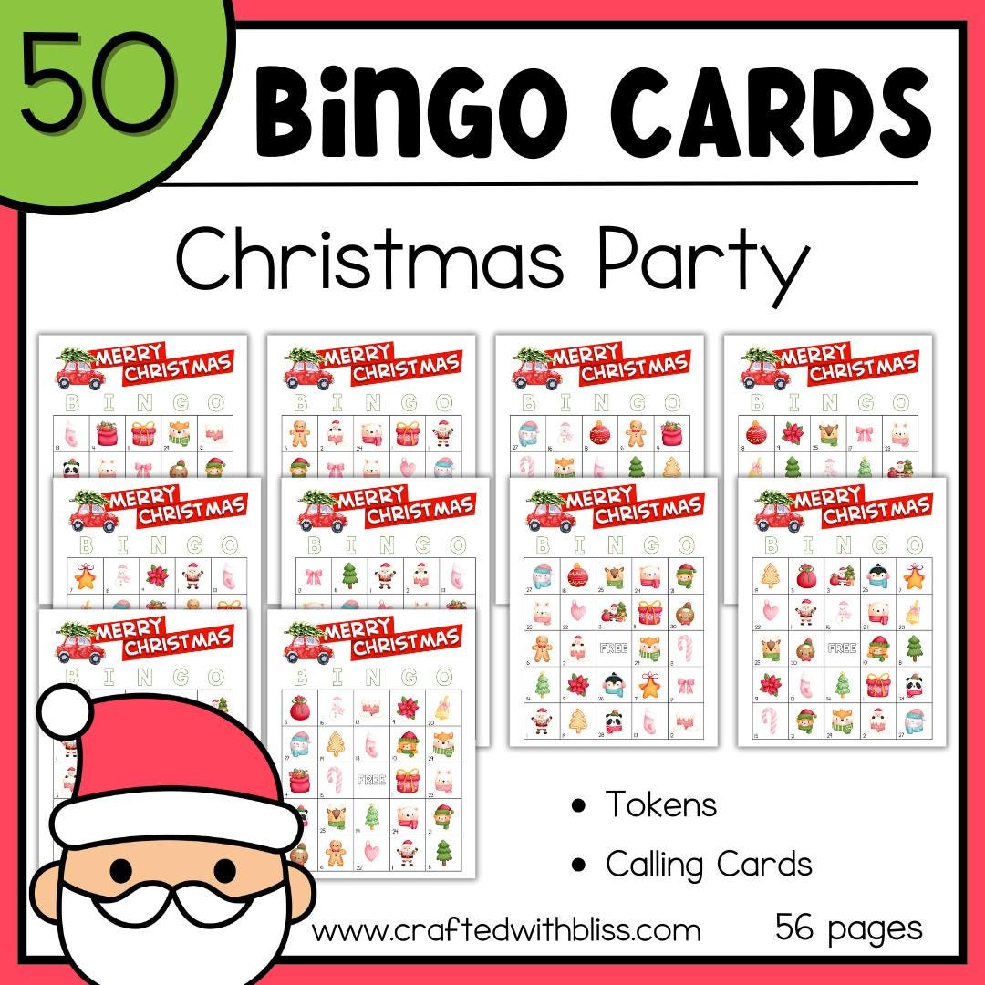 50 Christmas Bingo Cards - Etsy