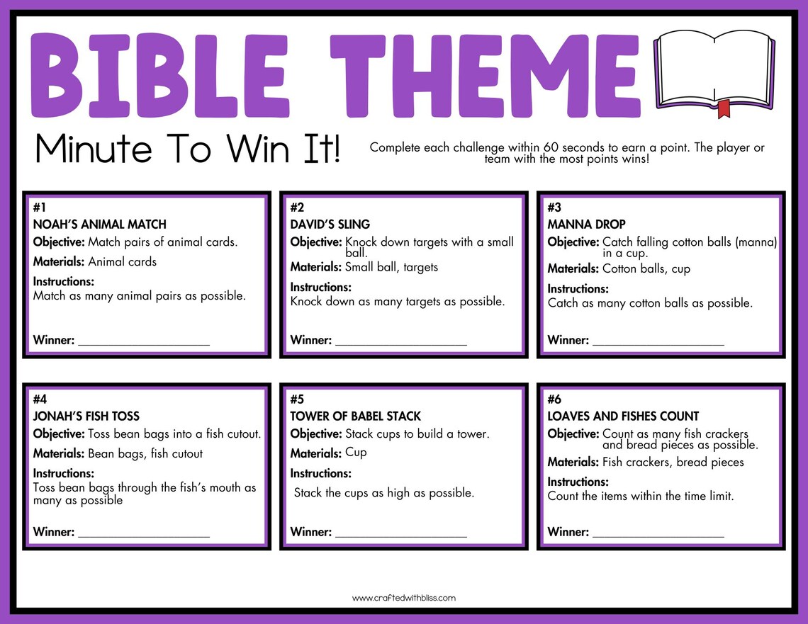 Bible Party Minute Games Night Ice Breaker 50 Games Night Friends ...