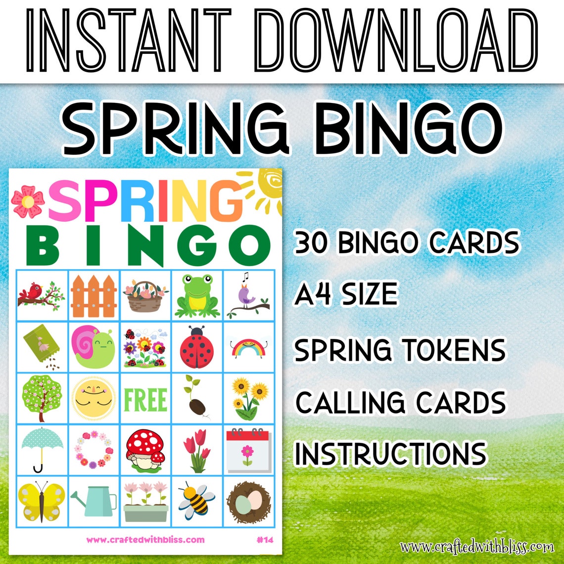 Spring Bingo for Kids, Spring Bingo Birthday Party, Classroom Bingo ...