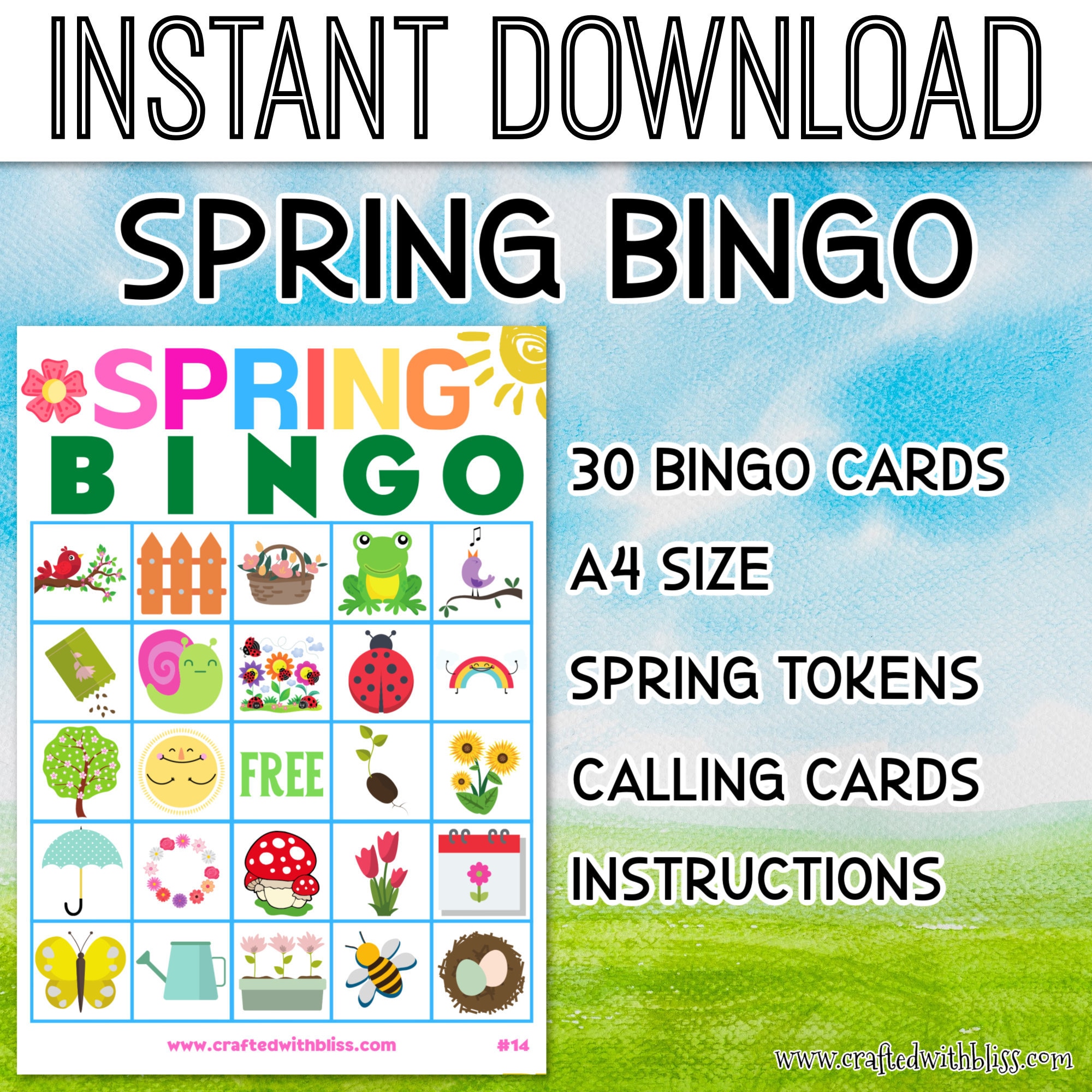 Spring Bingo for Kids, Spring Bingo Birthday Party, Classroom Bingo ...