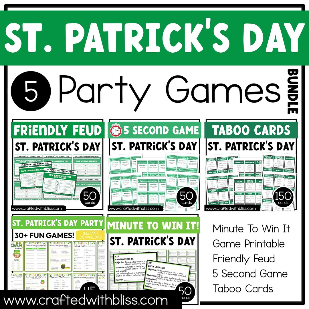 St. Patrick's Day Party Game Printable Bundle March Game Night Adult - Etsy