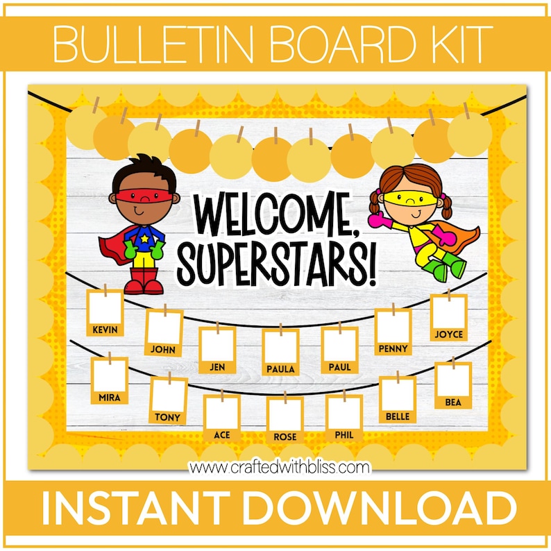 Superhero Theme Back to School Bulletin Board Kit | Welcome Superstars ...