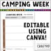 Editable Camping Week Activities and Planner Toddler Canva Template 2 ...