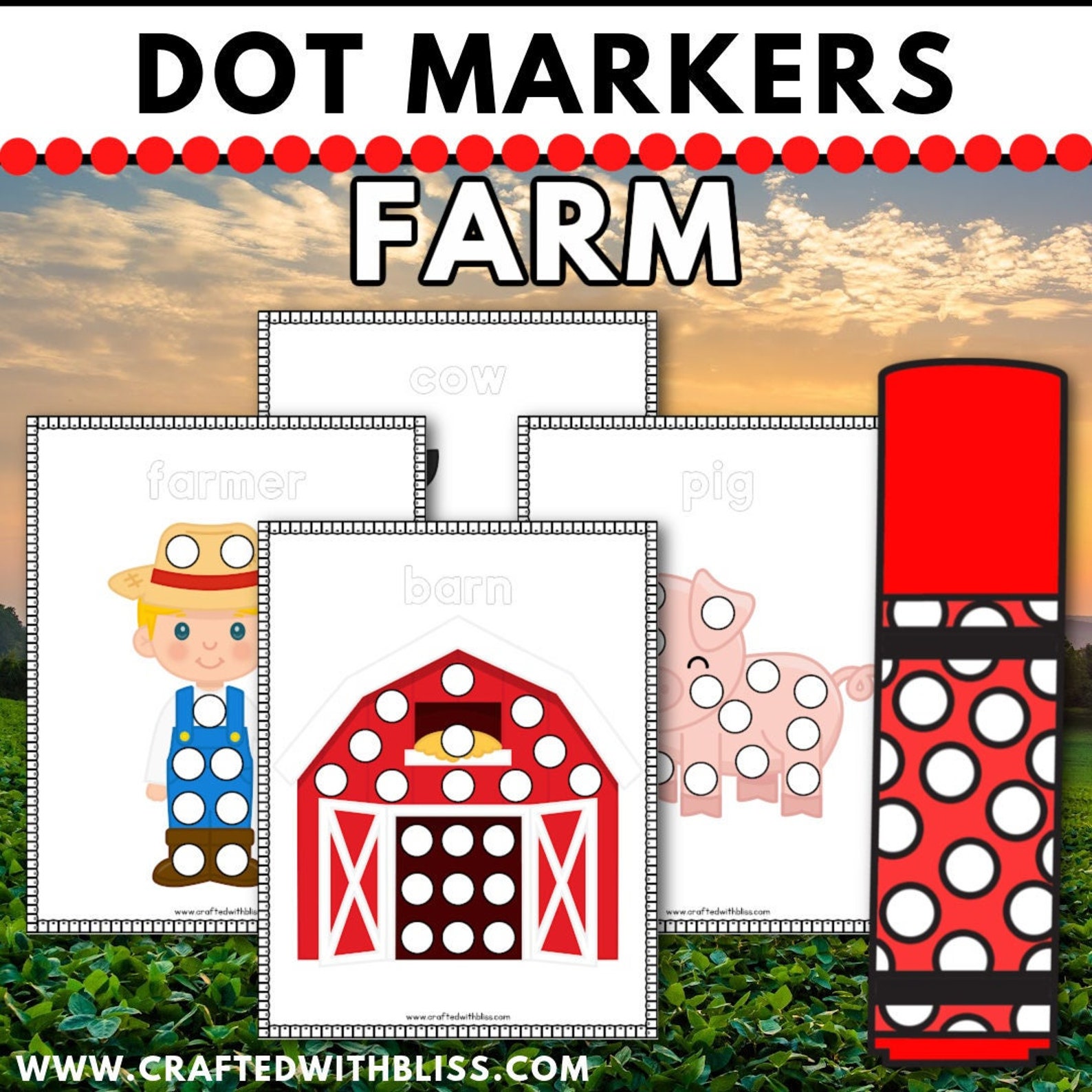 Farm Dot Marker Printable - Etsy