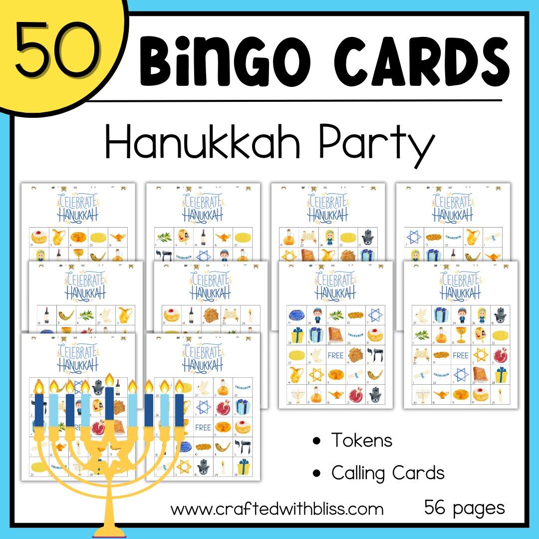 50 Hanukkah Bingo Cards - Etsy