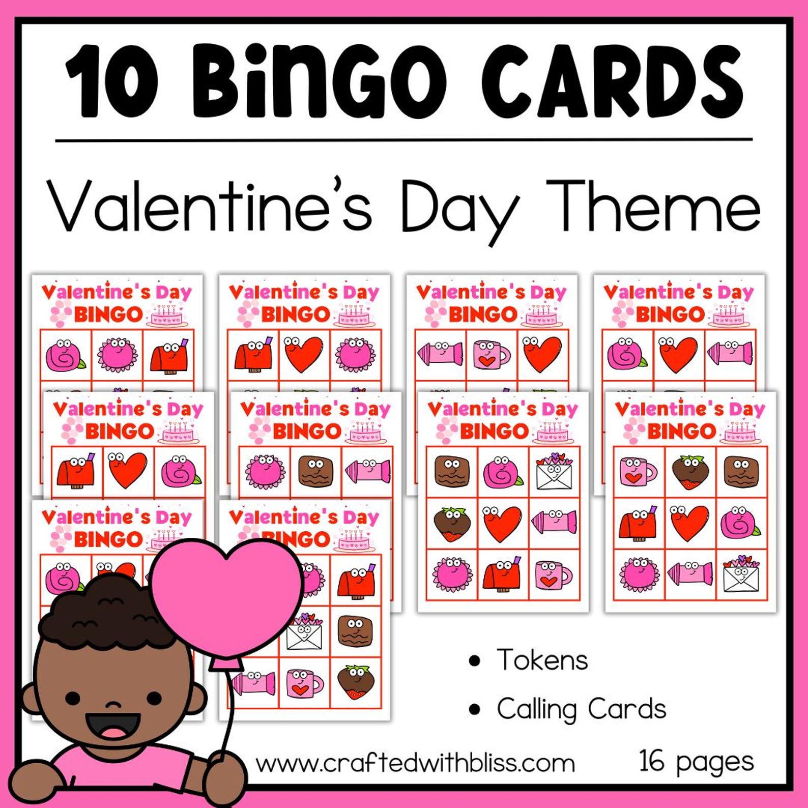 10 Valentine's Day BINGO for Preschool-kindergarten, February Games and ...