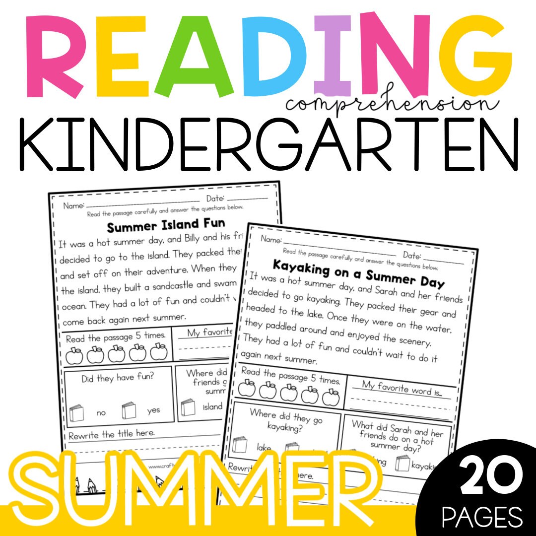 Summer Passages Kindergarten Reading Comprehension Printable Homeschool ...