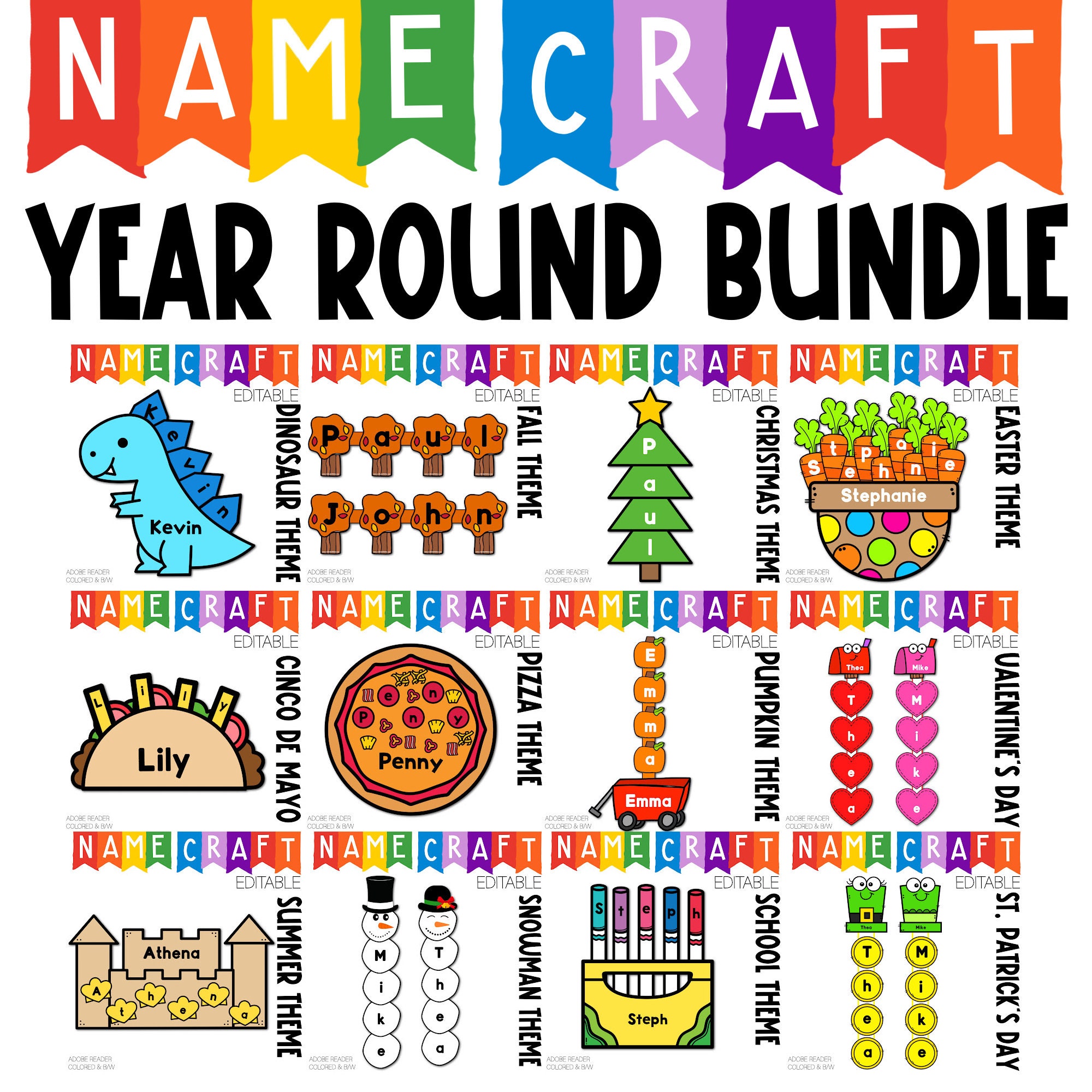 The Ultimate Name Craft Bundle Preschool Kindergarten Pre-k Bulletin ...